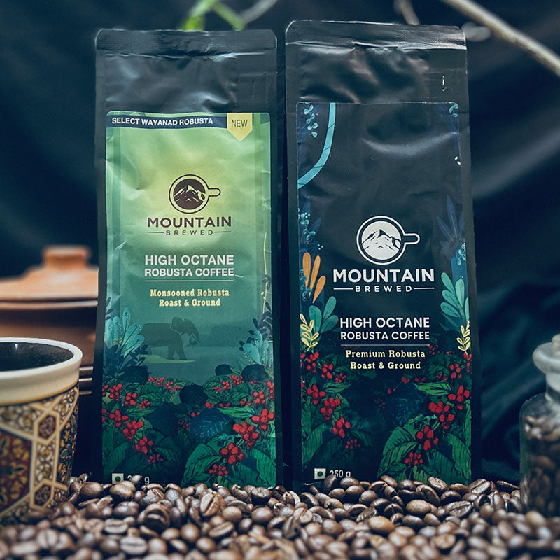 Premium Washed Robusta + Monsooned Malabar Robusta Coffee – Mountain ...